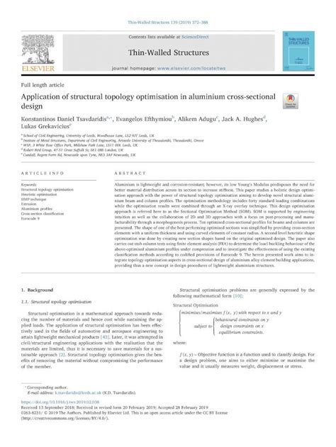 pdf application of structural topology optimisation in aluminium