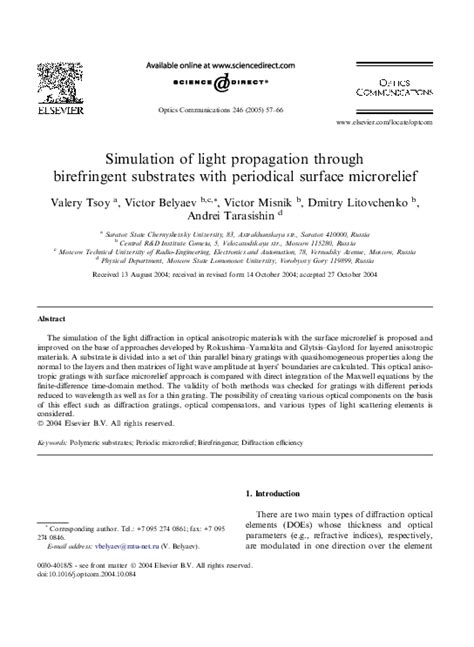 Pdf Simulation Of Light Propagation Through Birefringent Substrates