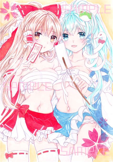 Yahooオークション 同人手描きイラスト 東方project 博麗霊夢＆東風