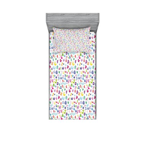 ABC Fitted Sheet Pillow Sham Set Colorful Alphabet Abc Bubble