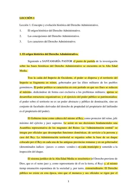 Leccion 1 Apuntes Derecho Administrativo I Docsity