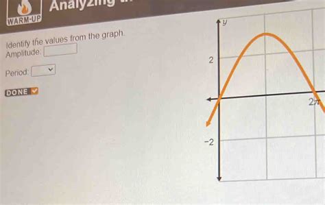 analy2ing warm up identify the values from the graph amplitude period