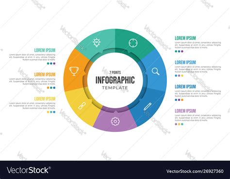 7 Points Circular Infographic Element Template Vector Image