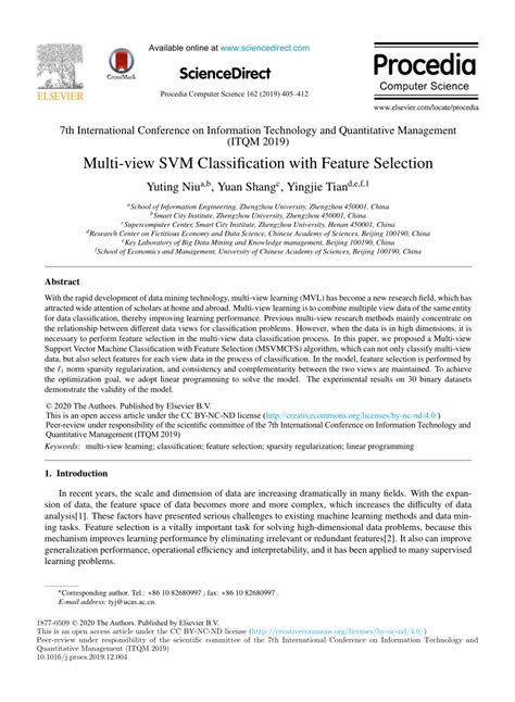 Pdf Multi View Svm Classification With Feature Selection