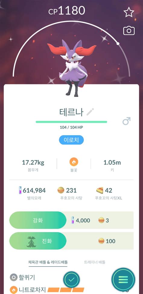 포켓몬고 이로치 푸호꼬 진화시키기