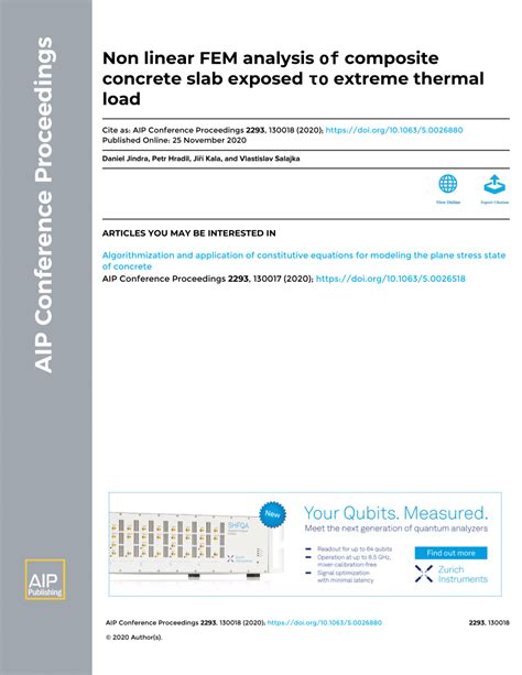 PDF Non linear FEM analysis οf composite concrete slab exposed τo extreme thermal load