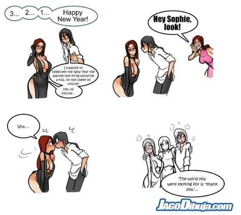 Bonus LWHG English New Years Kiss Cute Comics Fun Comics Hipster Girls