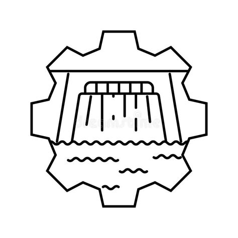 Hydro Technology Hydroelectric Power Line Icon Vector Illustration Stock Illustration