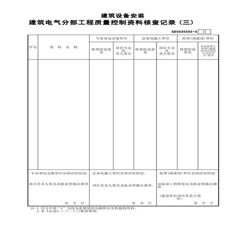 建筑电气分部工程质量控制资料核查记录3土木在线