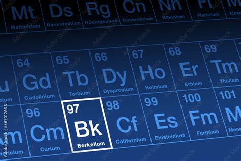 Berkelium On Periodic Table Radioactive Transuranic And Metallic Element In The Actinide Series