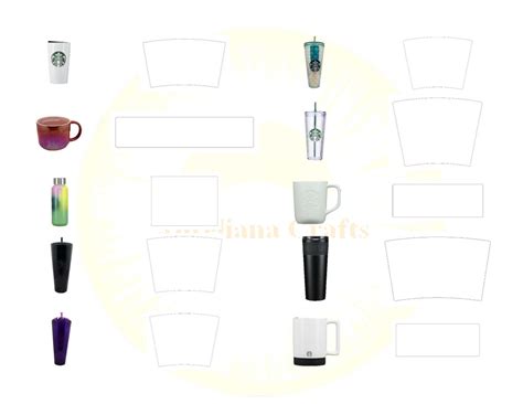 Starbucks Cup Tumbler Template Collection Bundle Svgpngdxfpdf