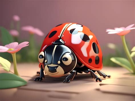 Premium Photo Tiny Cute Isometric 3d Render Lady Bug