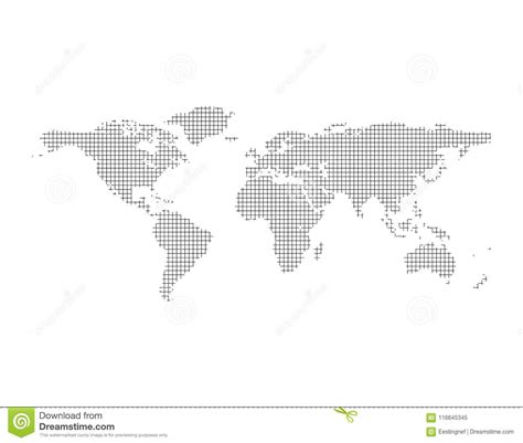 Mapa Do Mundo Listrado Abstrato Isolado No Fundo Branco Vetor