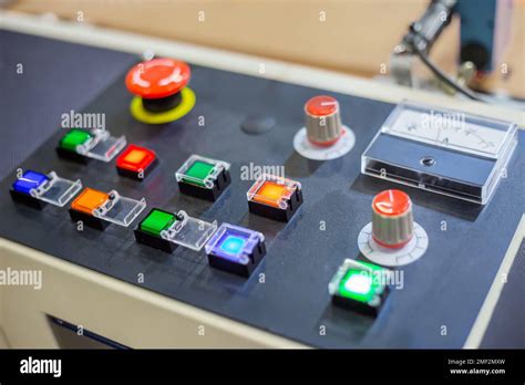 Machine Control Panel With Push Buttons And Switches At Factory Stock Photo Alamy