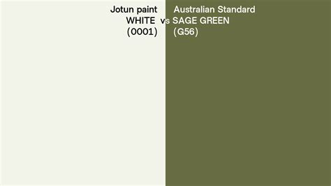 Jotun Paint White 0001 Vs Australian Standard Sage Green G56 Side