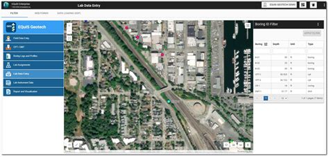 equis geotech dashboard lab data entry