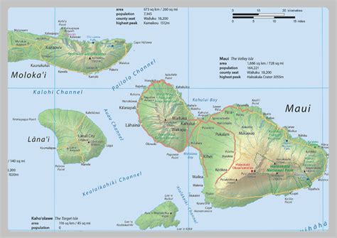Physical Map Of Hawaii
