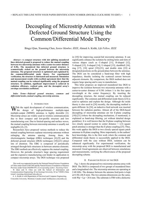 Pdf Decoupling Of Microstrip Antennas With Defected Ground Structure Using The Common