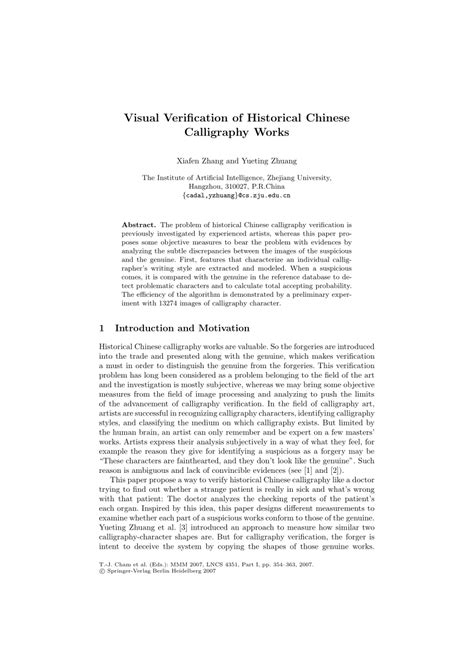 Pdf Visual Verification Of Historical Chinese Calligraphy Works