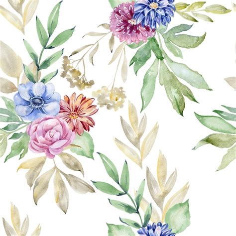 Premium Photo Watercolor Seamless Pattern On The White Background
