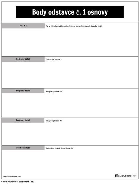 Body Odstavec č 1 Osnova Storyboard by cs examples
