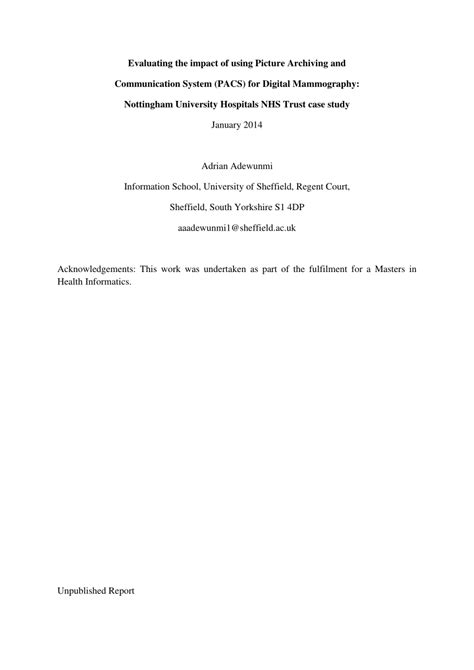 Pdf Evaluating The Impact Of Using Picture Archiving And Communication System Pacs For