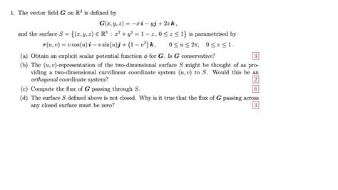 solved 1 the vector field g on r3 is defined by g x y z