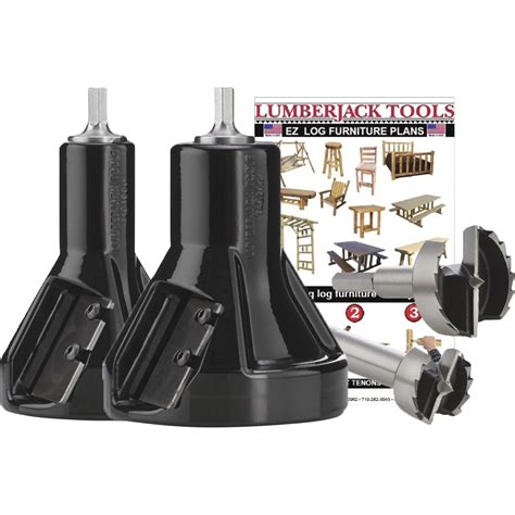 Lumberjack Tools Log Furniture Tenon Cutter Tool Kit — Pro Series 2 Pc