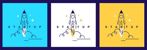 클라우드와 색상 배경에 플라이 업 우주선과 단어 시작의 창조적 인 비즈니스 일러스트의 벡터 세트 로켓에 대한 스톡 벡터 아트 및 기타 이미지 Istock