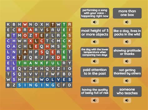 Suffix Word Search Wordsearch