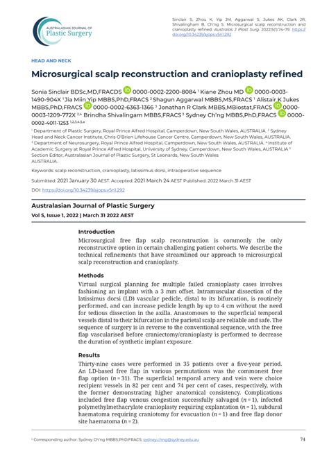 Pdf Microsurgical Scalp Reconstruction And Cranioplasty Refined