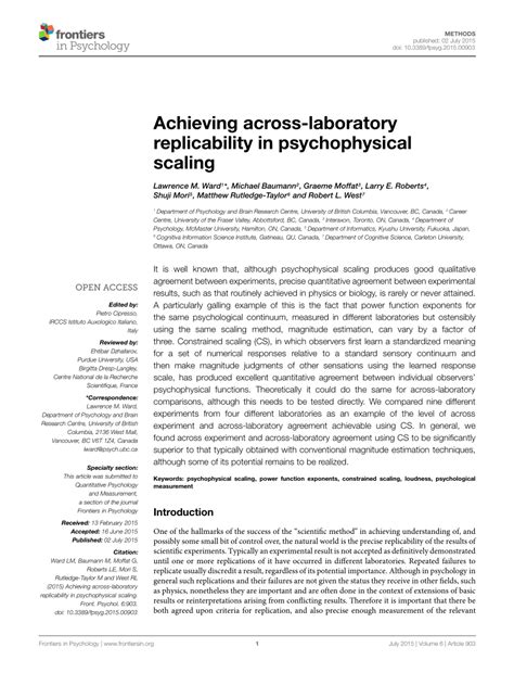 Pdf Achieving Across Laboratory Replicability In Psychophysical Scaling