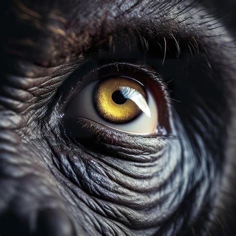 Premium Photo Portrait Of An Eye Gorilla Closeup