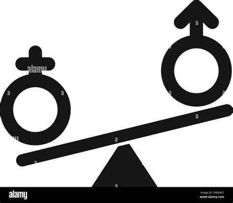 Simple Icon Of A Seesaw Showing Gender Equality With Male And Female Symbol At Its Ends Stock