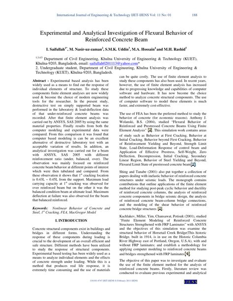 Pdf Experimental And Analytical Investigation Of Flexural Behavior Of