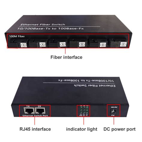 Media Converter 6 Port Fo 2 Port Lan Fiber Switch Optic 6 Sc 2 Rj45