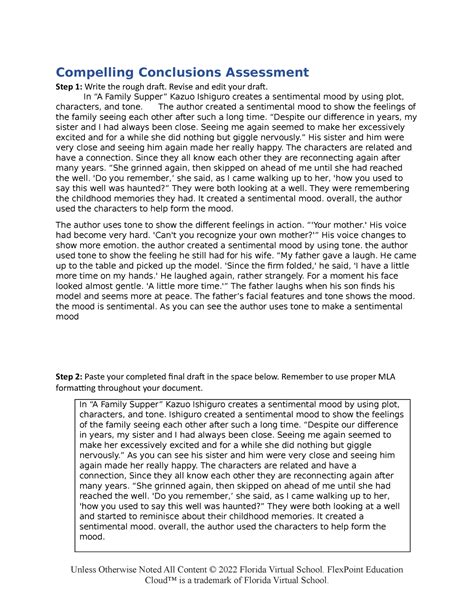 01 07 Compelling Conclusions Eli Compelling Conclusions Assessment