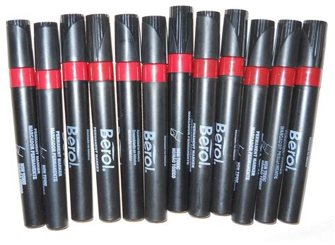 Berol Permanent Markers Red Chisel Point Each Marker The Book