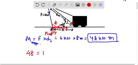 Solved 4 12 The Towline Exerts A Force Of P 6 Kn At The End Of The 8 M Long Crane Boom If