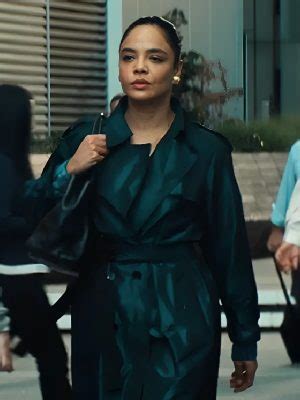His And Hers 2026 Tessa Thompson Trench Blue Coat