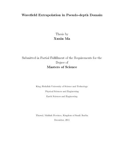 Wavefield Extrapolation In Pseudo Depth Domain