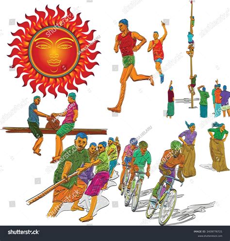 Sinhala Tamil New Year Traditional Sports Stock Vector Royalty Free