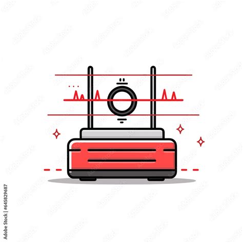 Magnetometer Vector Icon In Minimalistic Black And Red Line Work
