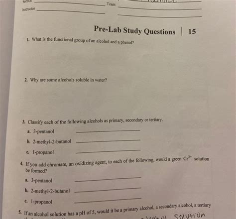 Solved Section Team Instructor Pre Lab Study Questions 15 1 Chegg