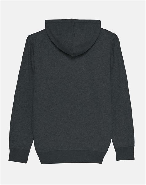 Mens Organic Cotton Zip Up Hoodie Dark Heather Grey