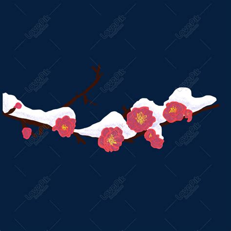 손으로 그린 붉은 매 화 그림 PNG 일러스트 무료 다운로드 Lovepik