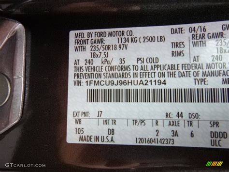 2017 Escape Color Code J7 For Magnetic Photo 112620251
