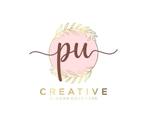 Initial Pu Feminine Logo Usable For Nature Salon Spa Cosmetic And Beauty Logos Flat Vector