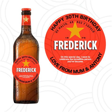 Custom Personalised Estrella Beer Bottle With Name Label Happy Birthda Aglowgraphics