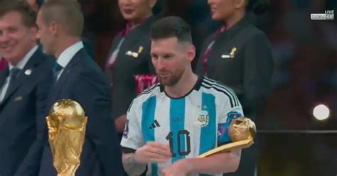 Leo Messi Kisses World Cup Trophy Spotted